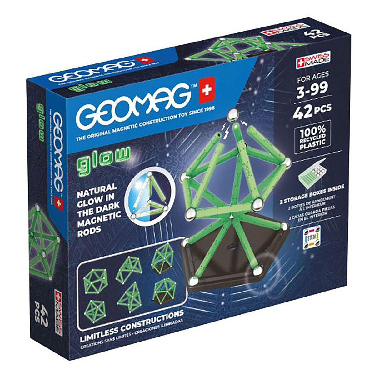 Geomag colours GLOW Recycled 42 pieces | ToysRUs Australia – Toys R Us Australia