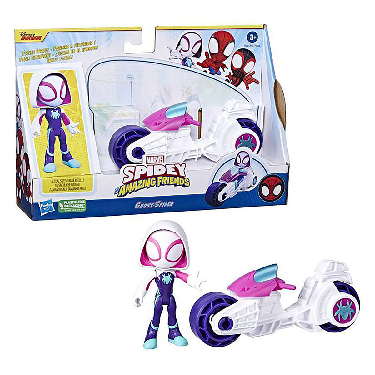 Spidey & His Amazing Friends Ghost-Spider Action Figure & Toy Motorcyc ...