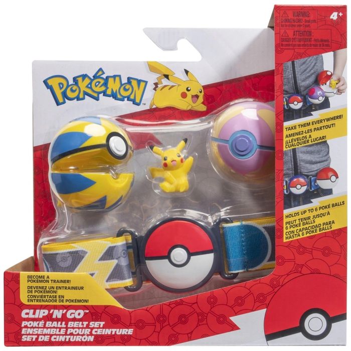 Pokemon Clip N Go Pokeball Belt Pikachu with Quick Ball and Heal Ball ...